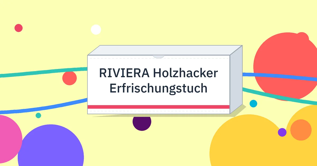 Symbolbild: Packung mit der Aufschrift RIVIERA Holzhacker Erfrischungstuch (PZN 19303513) – Verfügbarkeit und Bezug in Apotheken in Frankfurt am Main