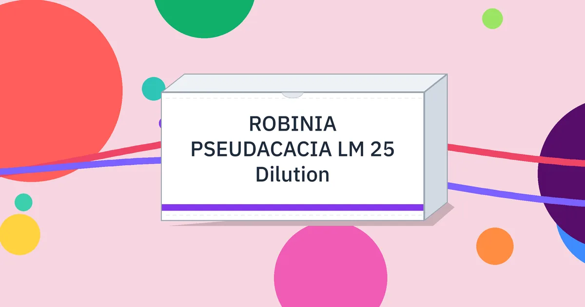 Symbolbild: Packung mit der Aufschrift ROBINIA PSEUDACACIA LM 25 Dilution (PZN 13055043) – Verfügbarkeit und Bezug in Apotheken in Frankfurt am Main
