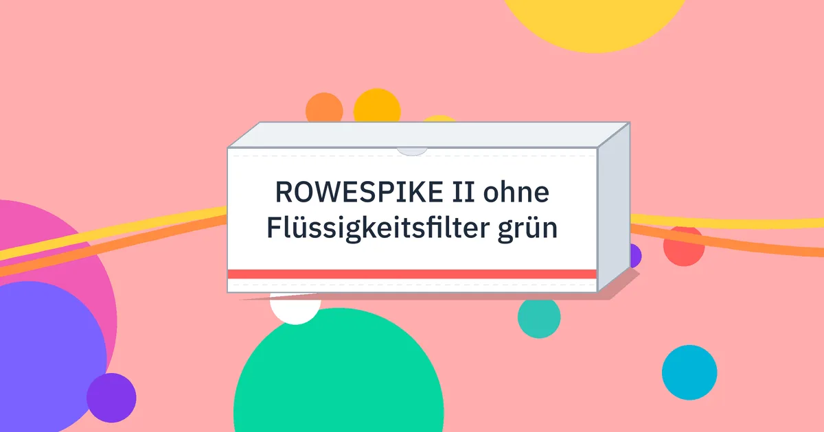 Symbolbild: Packung mit der Aufschrift ROWESPIKE II ohne Flüssigkeitsfilter grün (PZN 16572721) – Verfügbarkeit und Bezug in Apotheken in Frankfurt am Main