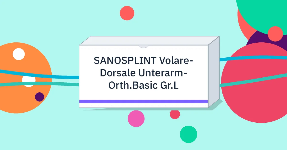 Symbolbild: Packung mit der Aufschrift SANOSPLINT Volare-Dorsale Unterarm-Orth.Basic Gr.L (PZN 11281284) – Verfügbarkeit und Bezug in Apotheken in Frankfurt am Main