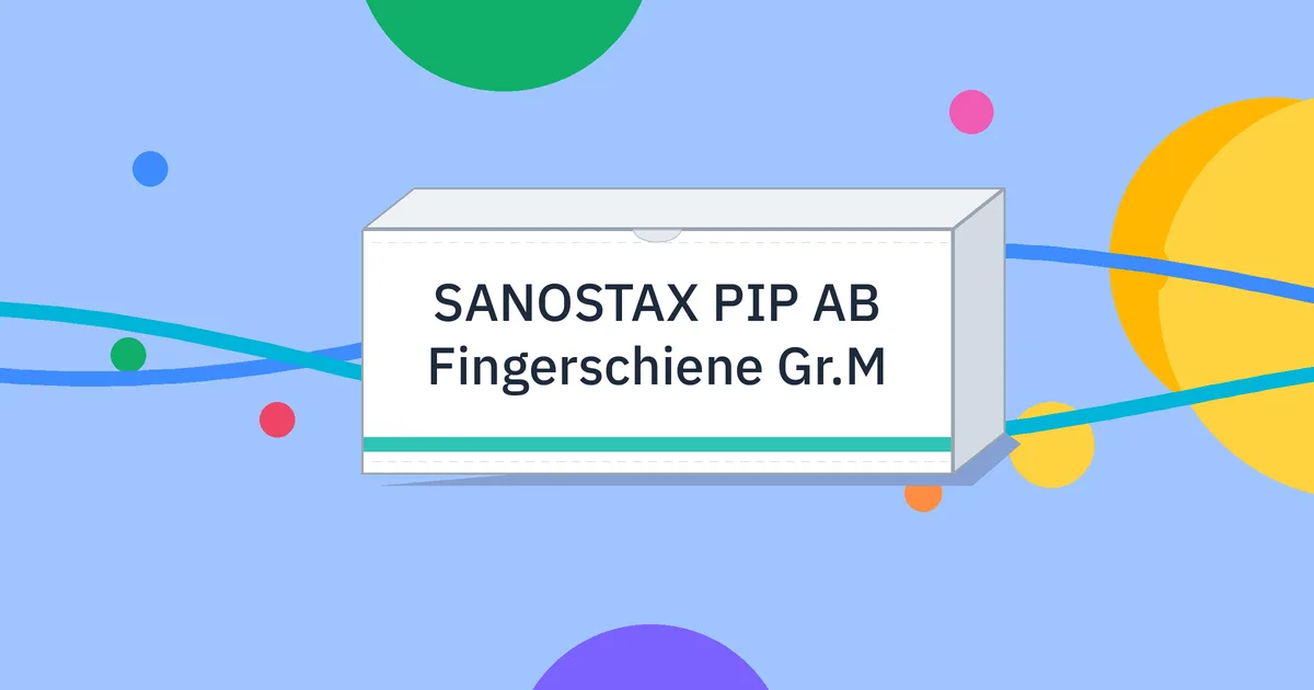 Symbolbild: Packung mit der Aufschrift SANOSTAX PIP AB Fingerschiene Gr.M (PZN 10196955) – Verfügbarkeit und Bezug in Apotheken in Frankfurt am Main