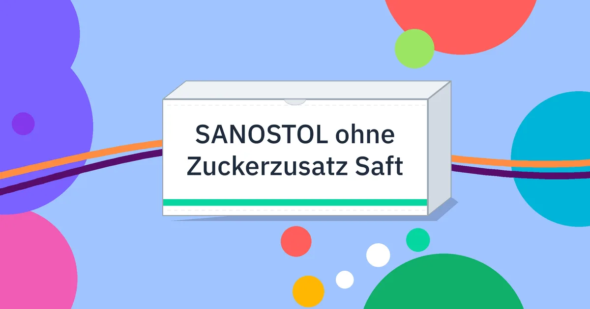 Symbolbild: Packung mit der Aufschrift SANOSTOL ohne Zuckerzusatz Saft (PZN 02471063) – Verfügbarkeit und Bezug in Apotheken in Frankfurt am Main