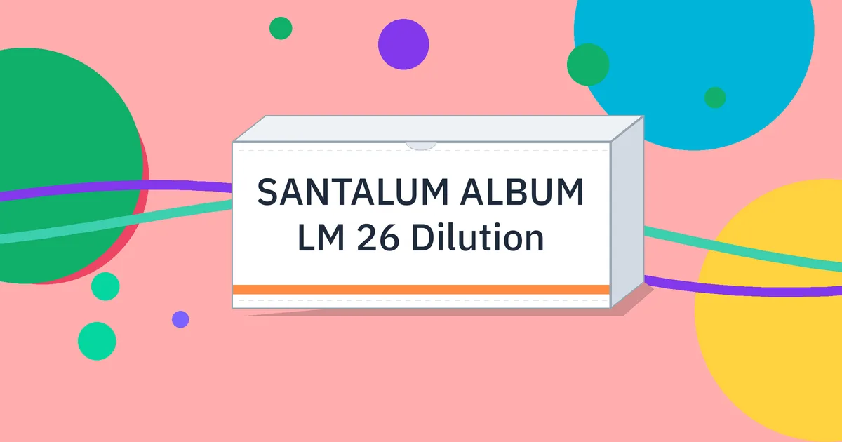 Symbolbild: Packung mit der Aufschrift SANTALUM ALBUM LM 26 Dilution (PZN 13684767) – Verfügbarkeit und Bezug in Apotheken in Frankfurt am Main