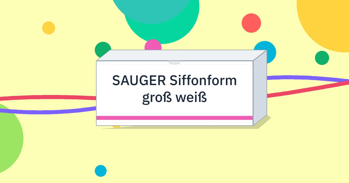 Symbolbild: Packung mit der Aufschrift SAUGER Siffonform groß weiß (PZN 01724444) – Verfügbarkeit und Bezug in Apotheken in Frankfurt am Main