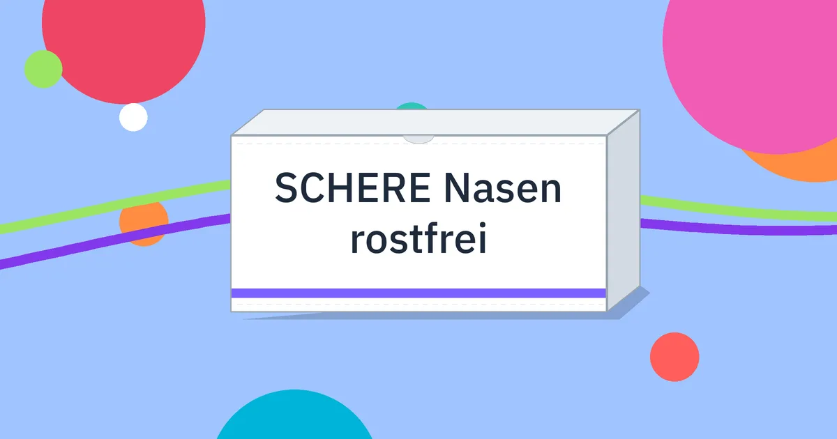 Symbolbild: Packung mit der Aufschrift SCHERE Nasen rostfrei (PZN 04849933) – Verfügbarkeit und Bezug in Apotheken in Frankfurt am Main