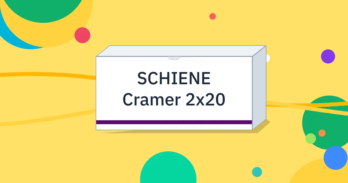 Symbolbild: Packung mit der Aufschrift SCHIENE Cramer 2x20 (PZN 04850072) – Verfügbarkeit und Bezug in Apotheken in Frankfurt am Main