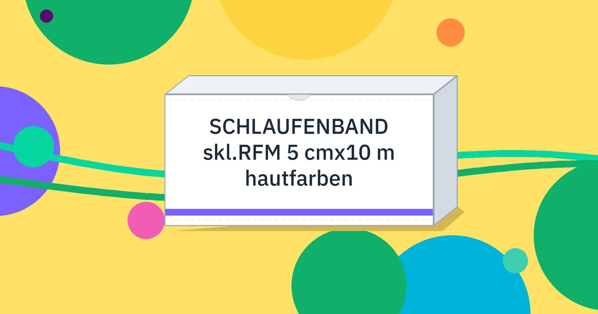 Symbolbild: Packung mit der Aufschrift SCHLAUFENBAND skl.RFM 5 cmx10 m hautfarben (PZN 06490175) – Verfügbarkeit und Bezug in Apotheken in Frankfurt am Main