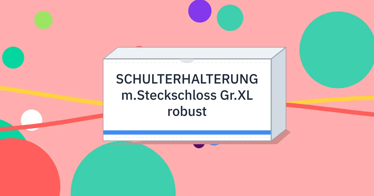 Symbolbild: Packung mit der Aufschrift SCHULTERHALTERUNG m.Steckschloss Gr.XL robust (PZN 16014530) – Verfügbarkeit und Bezug in Apotheken in Frankfurt am Main