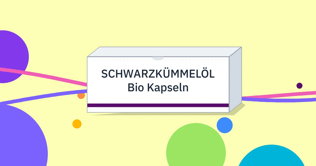 Symbolbild: Packung mit der Aufschrift SCHWARZKÜMMELÖL Bio Kapseln (PZN 17905892) – Verfügbarkeit und Bezug in Apotheken in Frankfurt am Main