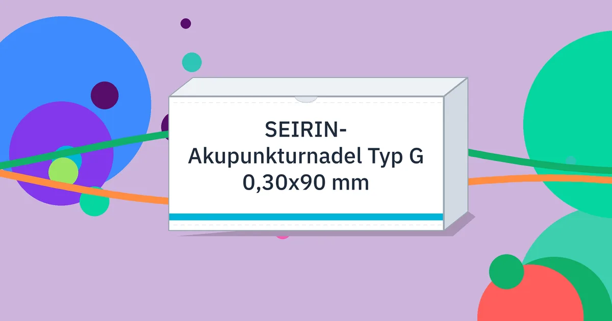 Symbolbild: Packung mit der Aufschrift SEIRIN-Akupunkturnadel Typ G 0,30x90 mm (PZN 17290841) – Verfügbarkeit und Bezug in Apotheken in Frankfurt am Main