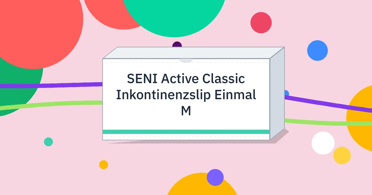 Symbolbild: Packung mit der Aufschrift SENI Active Classic Inkontinenzslip Einmal M (PZN 14145245) – Verfügbarkeit und Bezug in Apotheken in Frankfurt am Main