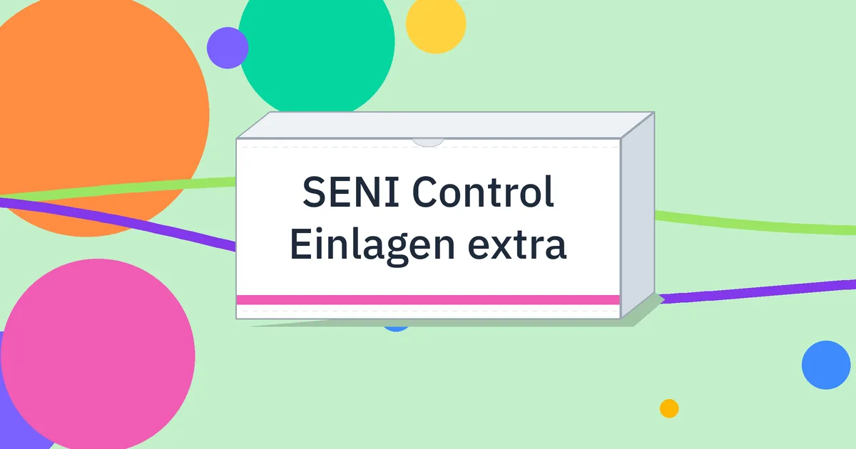 Symbolbild: Packung mit der Aufschrift SENI Control Einlagen extra (PZN 11888158) – Verfügbarkeit und Bezug in Apotheken in Frankfurt am Main