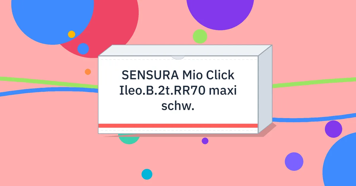 Symbolbild: Packung mit der Aufschrift SENSURA Mio Click Ileo.B.2t.RR70 maxi schw. (PZN 20323662) – Verfügbarkeit und Bezug in Apotheken in Frankfurt am Main