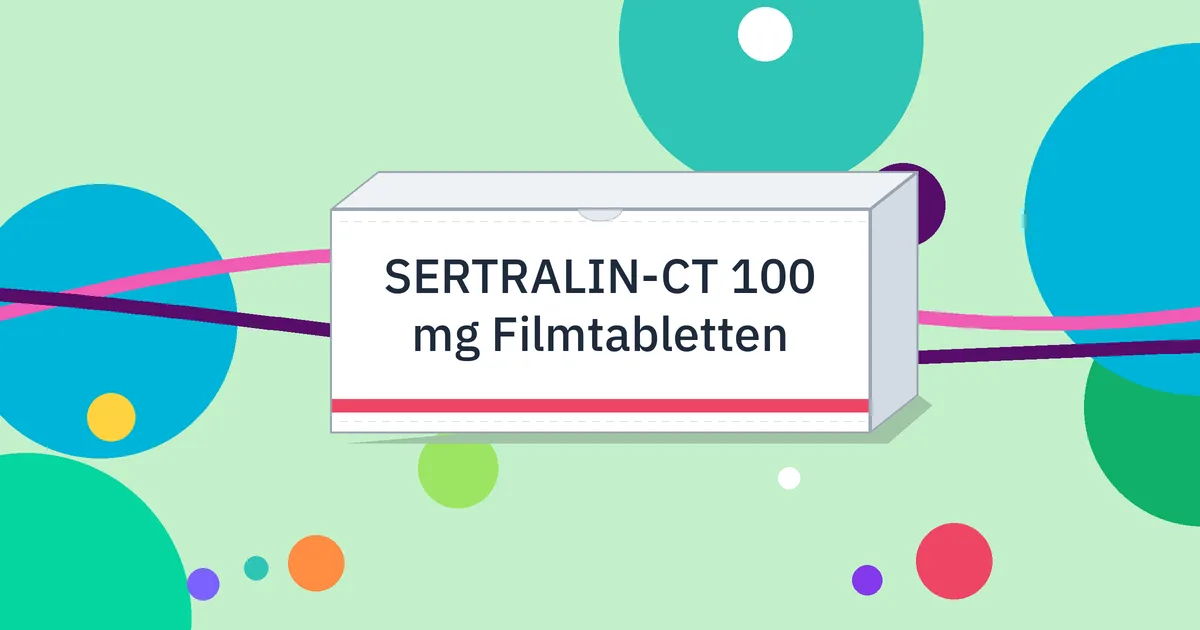 Symbolbild: Packung mit der Aufschrift SERTRALIN-CT 100 mg Filmtabletten (PZN 01032031) – Verfügbarkeit und Bezug in Apotheken in Frankfurt am Main
