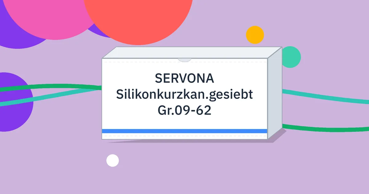 Symbolbild: Packung mit der Aufschrift SERVONA Silikonkurzkan.gesiebt Gr.09-62 (PZN 04054205) – Verfügbarkeit und Bezug in Apotheken in Frankfurt am Main