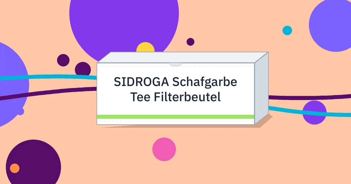 Symbolbild: Packung mit der Aufschrift SIDROGA Schafgarbe Tee Filterbeutel (PZN 02094318) – Verfügbarkeit und Bezug in Apotheken in Frankfurt am Main