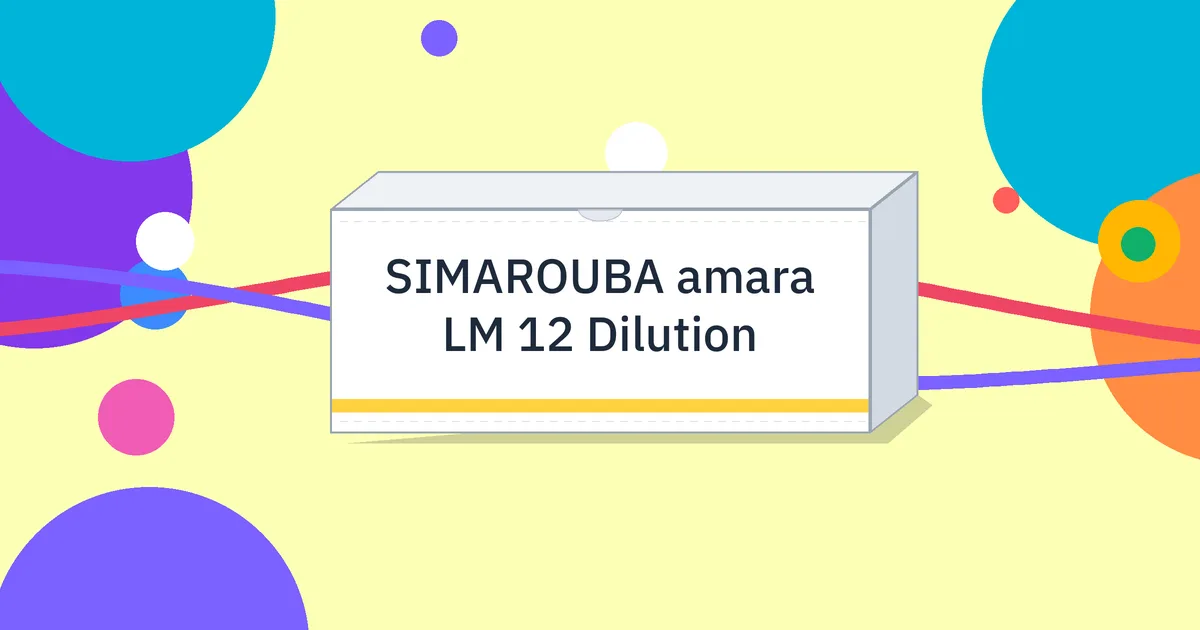 Symbolbild: Packung mit der Aufschrift SIMAROUBA amara LM 12 Dilution (PZN 13679944) – Verfügbarkeit und Bezug in Apotheken in Frankfurt am Main