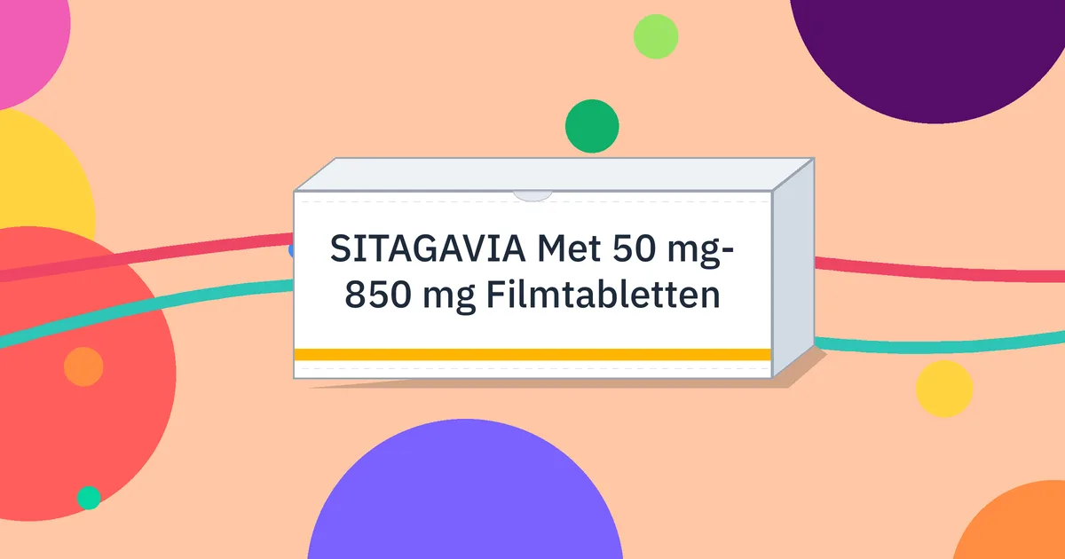 Symbolbild: Packung mit der Aufschrift SITAGAVIA Met 50 mg-850 mg Filmtabletten (PZN 18061657) – Verfügbarkeit und Bezug in Apotheken in Frankfurt am Main