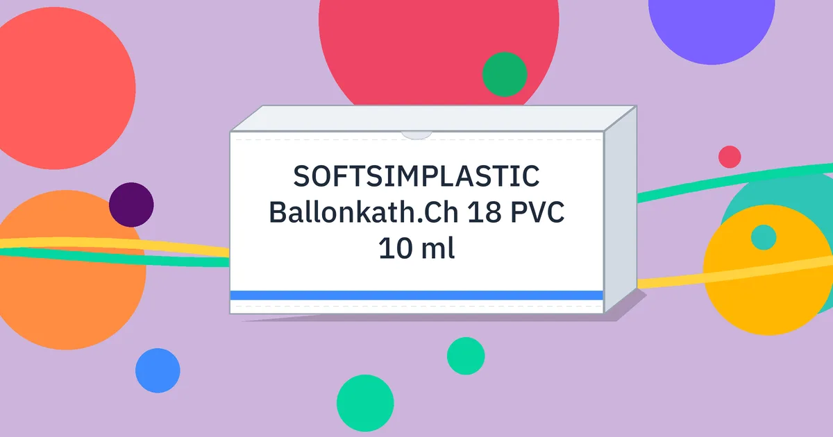 Symbolbild: Packung mit der Aufschrift SOFTSIMPLASTIC Ballonkath.Ch 18 PVC 10 ml (PZN 03835171) – Verfügbarkeit und Bezug in Apotheken in Frankfurt am Main
