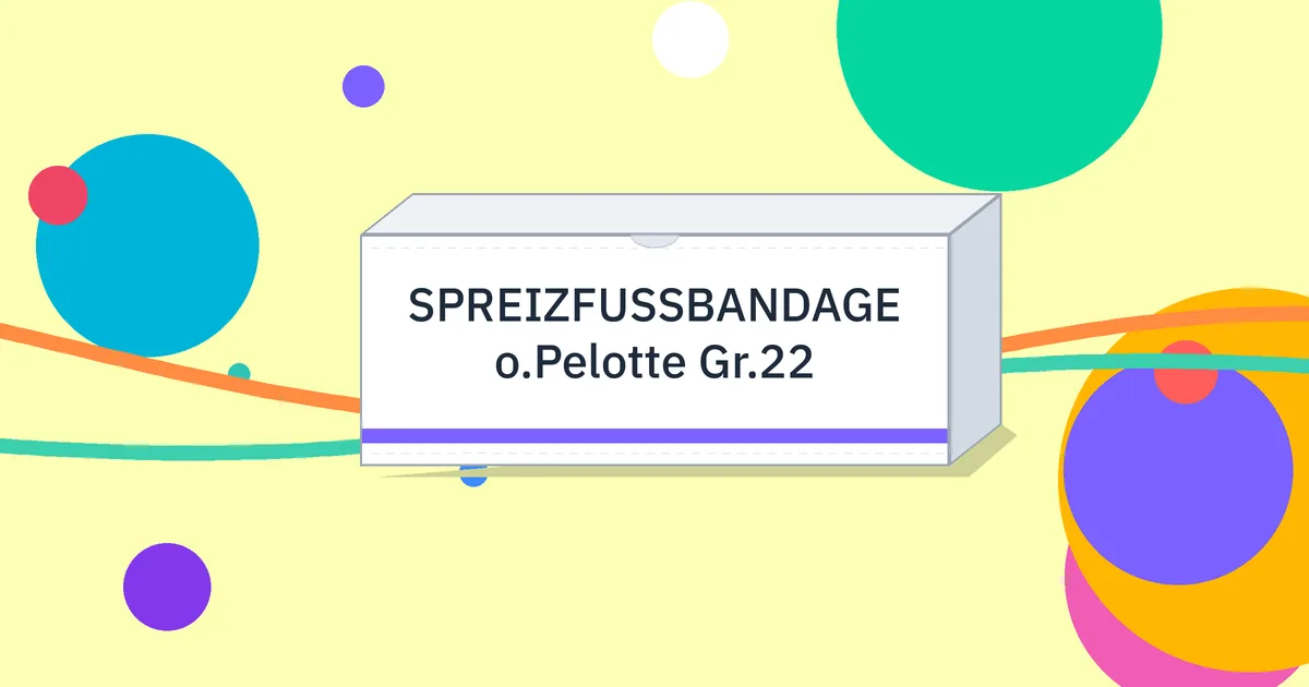 Symbolbild: Packung mit der Aufschrift SPREIZFUSSBANDAGE o.Pelotte Gr.22 (PZN 04864068) – Verfügbarkeit und Bezug in Apotheken in Frankfurt am Main