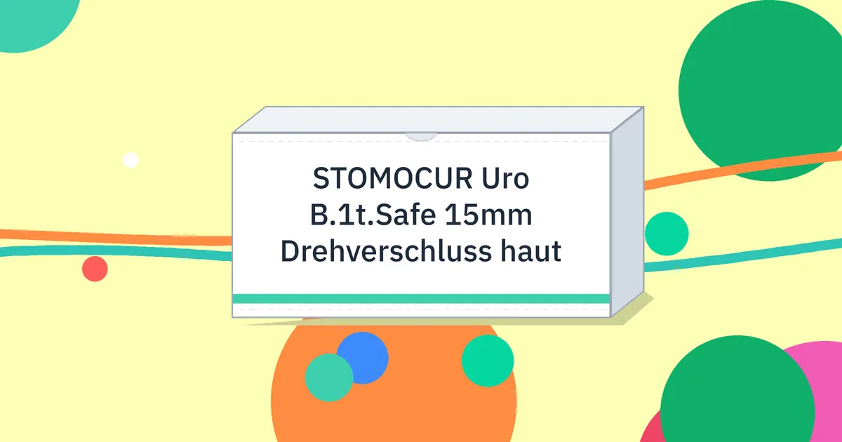 Symbolbild: Packung mit der Aufschrift STOMOCUR Uro B.1t.Safe 15mm Drehverschluss haut (PZN 17552809) – Verfügbarkeit und Bezug in Apotheken in Frankfurt am Main