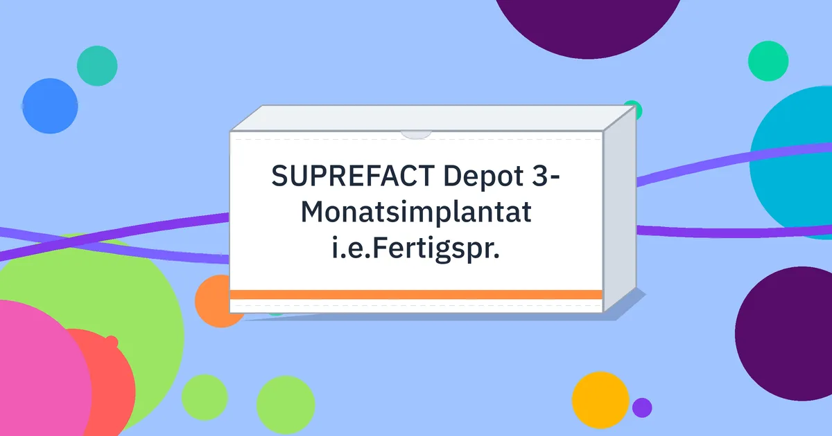 Symbolbild: Packung mit der Aufschrift SUPREFACT Depot 3-Monatsimplantat i.e.Fertigspr. (PZN 05960934) – Verfügbarkeit und Bezug in Apotheken in Frankfurt am Main
