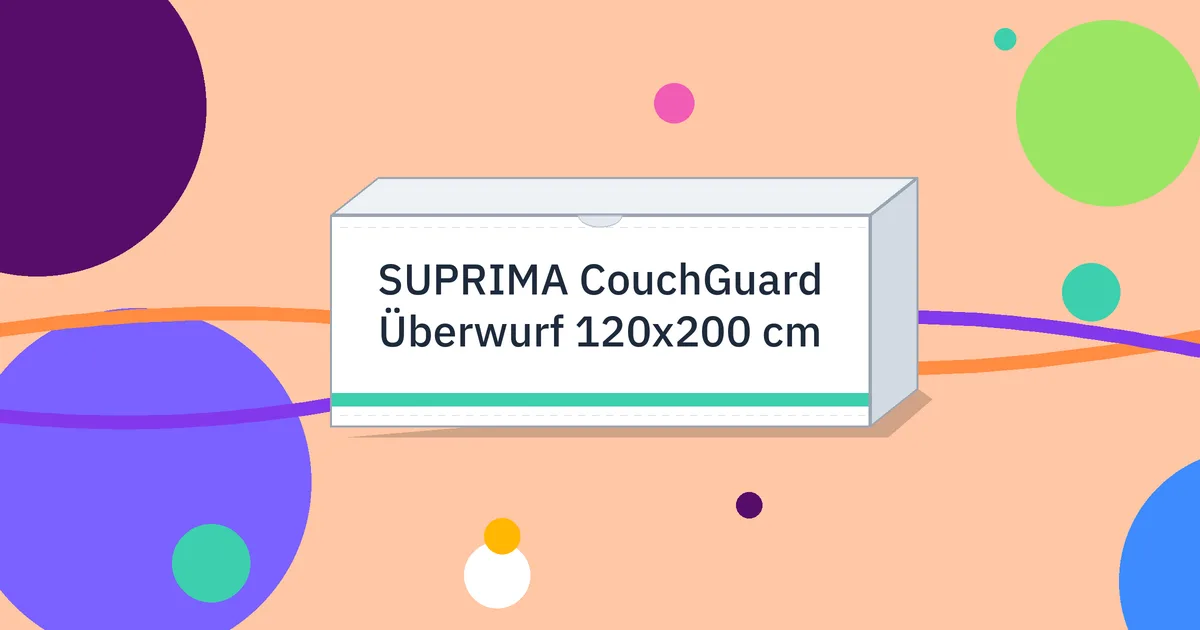Symbolbild: Packung mit der Aufschrift SUPRIMA CouchGuard Überwurf 120x200 cm (PZN 19554787) – Verfügbarkeit und Bezug in Apotheken in Frankfurt am Main