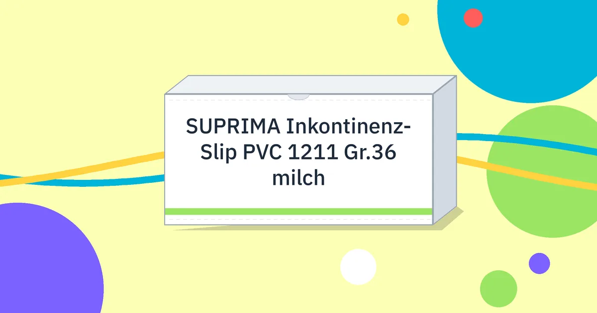 Symbolbild: Packung mit der Aufschrift SUPRIMA Inkontinenz-Slip PVC 1211 Gr.36 milch (PZN 03922438) – Verfügbarkeit und Bezug in Apotheken in Frankfurt am Main