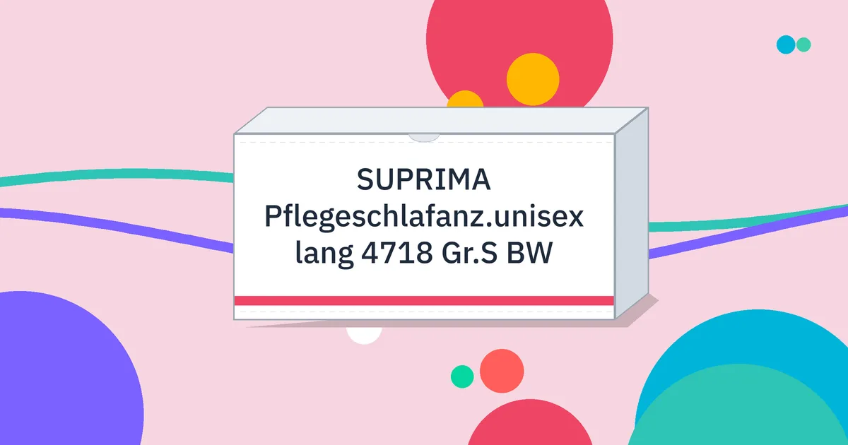Symbolbild: Packung mit der Aufschrift SUPRIMA Pflegeschlafanz.unisex lang 4718 Gr.S BW (PZN 16599938) – Verfügbarkeit und Bezug in Apotheken in Frankfurt am Main