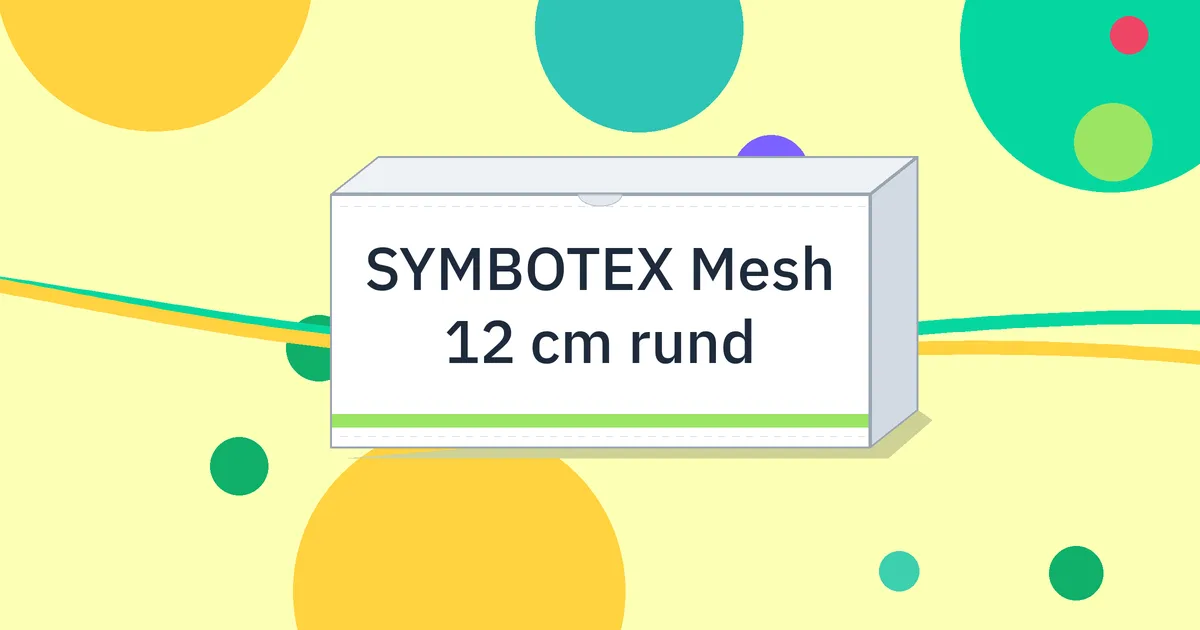 Symbolbild: Packung mit der Aufschrift SYMBOTEX Mesh 12 cm rund (PZN 10631026) – Verfügbarkeit und Bezug in Apotheken in Frankfurt am Main