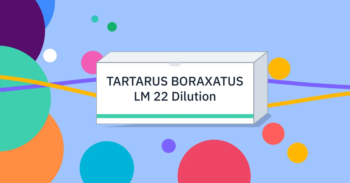 Symbolbild: Packung mit der Aufschrift TARTARUS BORAXATUS LM 22 Dilution (PZN 13214889) – Verfügbarkeit und Bezug in Apotheken in Frankfurt am Main