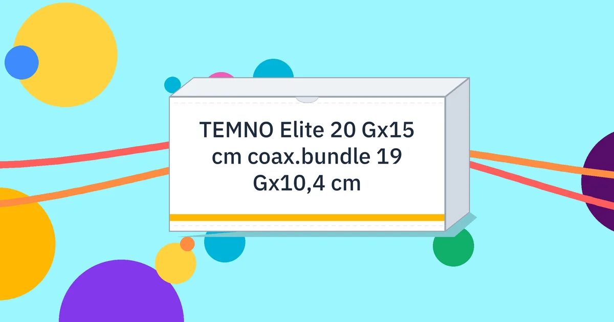 Symbolbild: Packung mit der Aufschrift TEMNO Elite 20 Gx15 cm coax.bundle 19 Gx10,4 cm (PZN 18765370) – Verfügbarkeit und Bezug in Apotheken in Frankfurt am Main