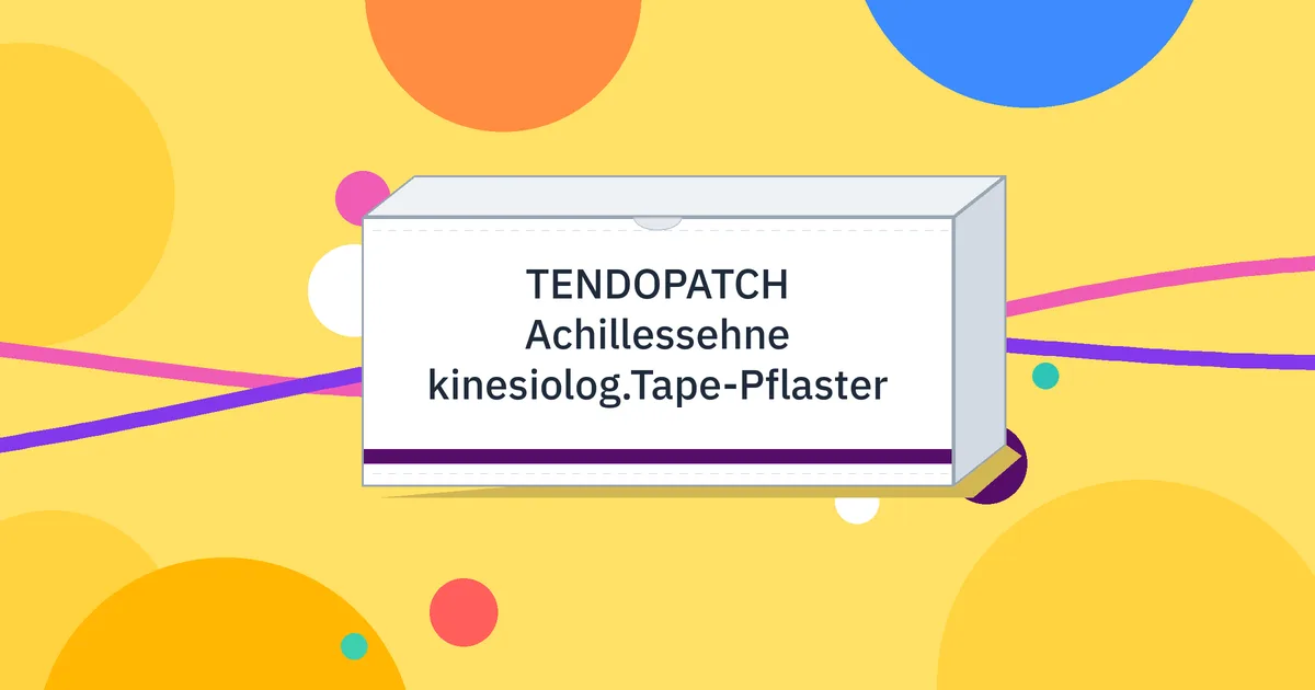 Symbolbild: Packung mit der Aufschrift TENDOPATCH Achillessehne kinesiolog.Tape-Pflaster (PZN 16209788) – Verfügbarkeit und Bezug in Apotheken in Frankfurt am Main