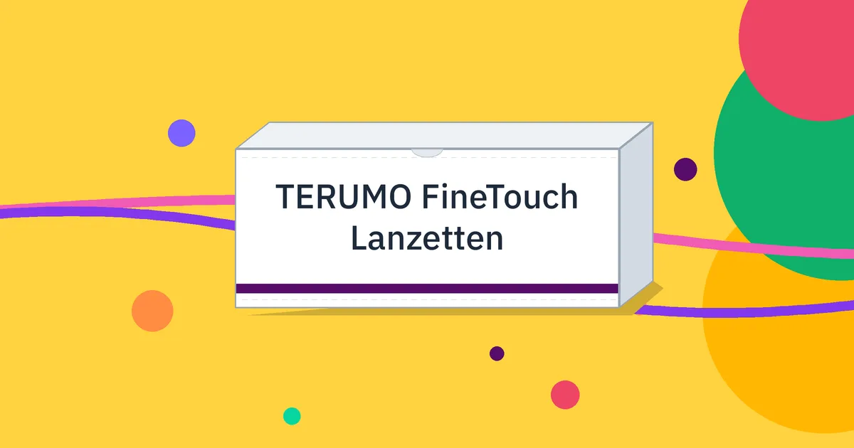 Symbolbild: Packung mit der Aufschrift TERUMO FineTouch Lanzetten (PZN 09063723) – Verfügbarkeit und Bezug in Apotheken in Frankfurt am Main