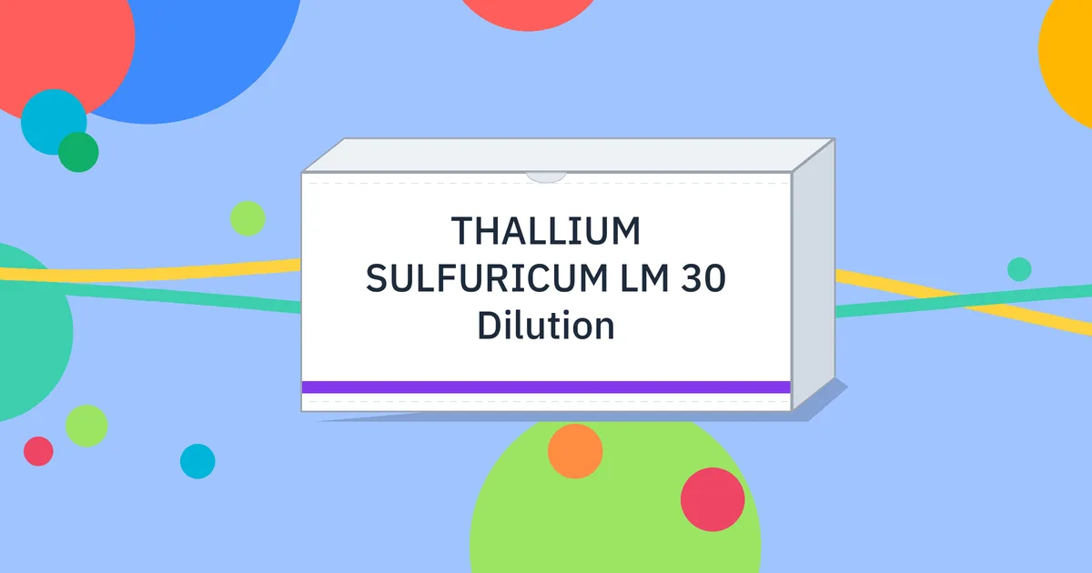 Symbolbild: Packung mit der Aufschrift THALLIUM SULFURICUM LM 30 Dilution (PZN 13219059) – Verfügbarkeit und Bezug in Apotheken in Frankfurt am Main