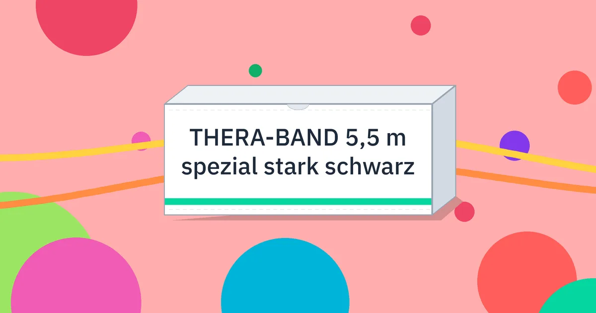 Symbolbild: Packung mit der Aufschrift THERA-BAND 5,5 m spezial stark schwarz (PZN 00223906) – Verfügbarkeit und Bezug in Apotheken in Frankfurt am Main
