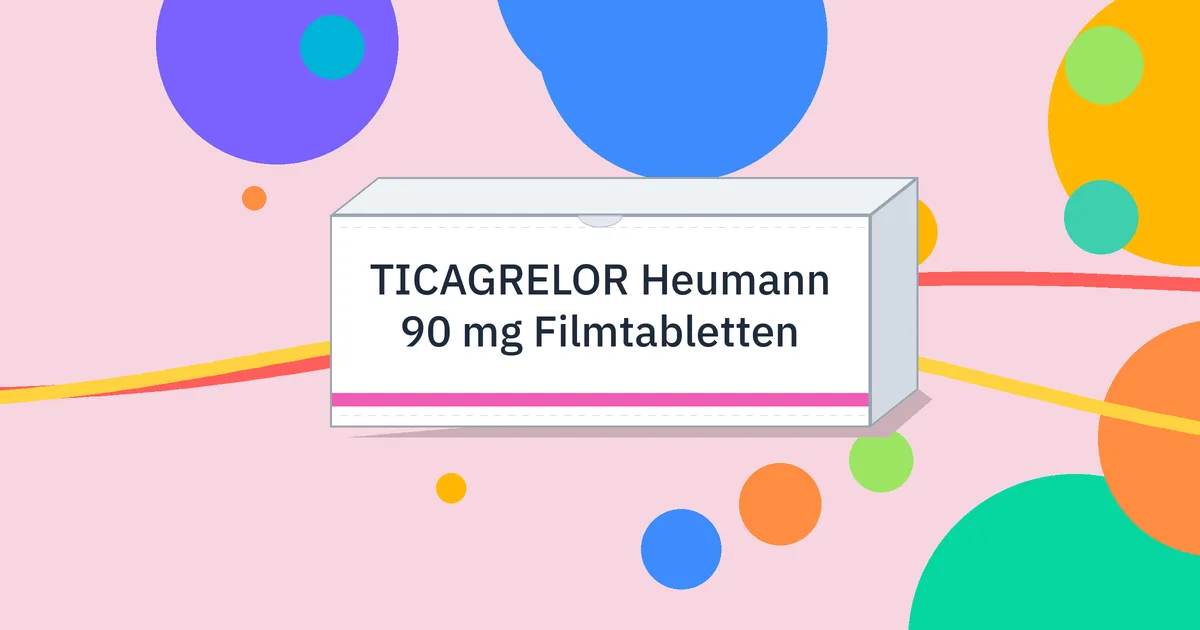 Symbolbild: Packung mit der Aufschrift TICAGRELOR Heumann 90 mg Filmtabletten (PZN 16358040) – Verfügbarkeit und Bezug in Apotheken in Frankfurt am Main