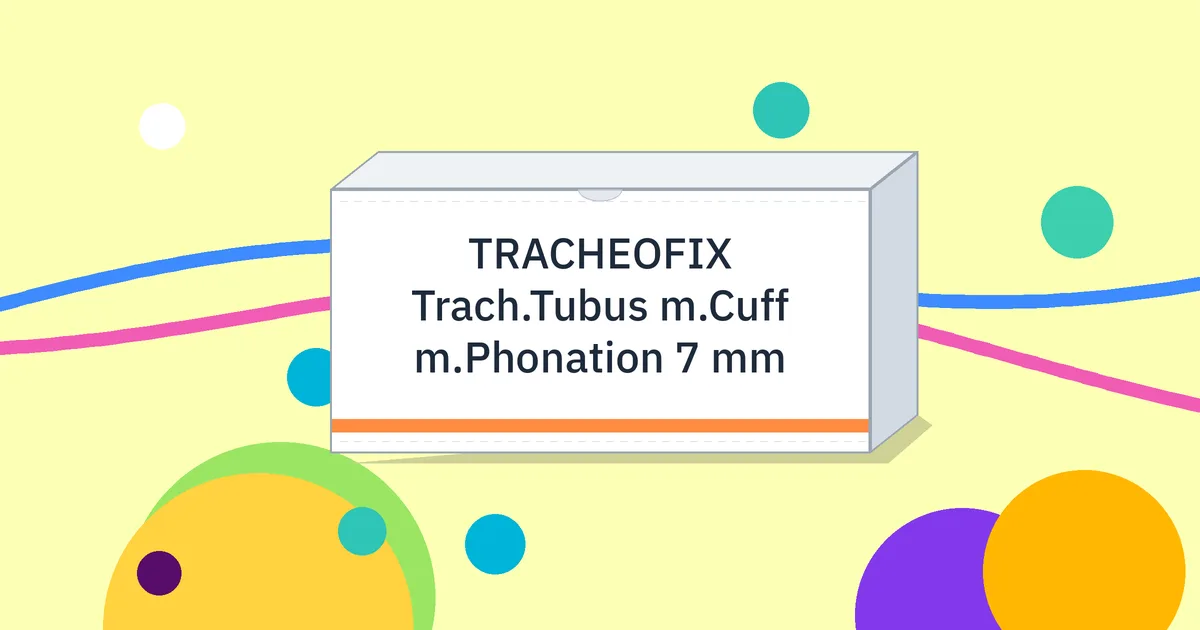 Symbolbild: Packung mit der Aufschrift TRACHEOFIX Trach.Tubus m.Cuff m.Phonation 7 mm (PZN 04164715) – Verfügbarkeit und Bezug in Apotheken in Frankfurt am Main