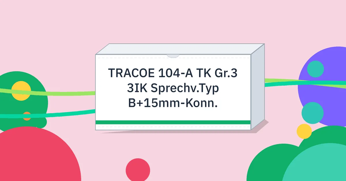 Symbolbild: Packung mit der Aufschrift TRACOE 104-A TK Gr.3 3IK Sprechv.Typ B+15mm-Konn. (PZN 00911753) – Verfügbarkeit und Bezug in Apotheken in Frankfurt am Main