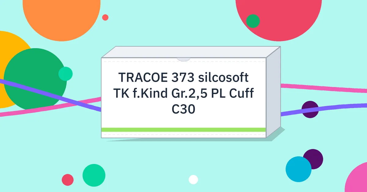 Symbolbild: Packung mit der Aufschrift TRACOE 373 silcosoft TK f.Kind Gr.2,5 PL Cuff C30 (PZN 14316741) – Verfügbarkeit und Bezug in Apotheken in Frankfurt am Main