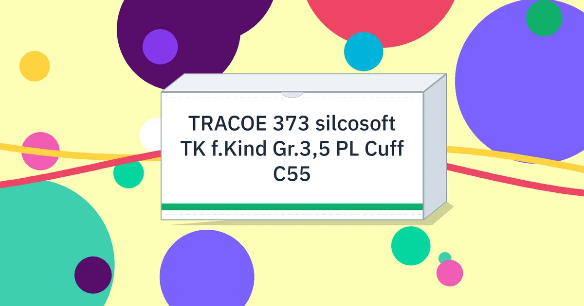 Symbolbild: Packung mit der Aufschrift TRACOE 373 silcosoft TK f.Kind Gr.3,5 PL Cuff C55 (PZN 14317114) – Verfügbarkeit und Bezug in Apotheken in Frankfurt am Main