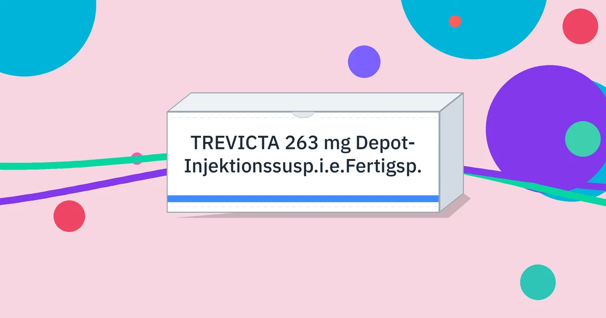 Symbolbild: Packung mit der Aufschrift TREVICTA 263 mg Depot-Injektionssusp.i.e.Fertigsp. (PZN 16219025) – Verfügbarkeit und Bezug in Apotheken in Frankfurt am Main