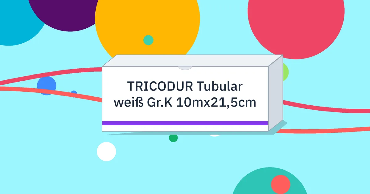 Symbolbild: Packung mit der Aufschrift TRICODUR Tubular weiß Gr.K 10mx21,5cm (PZN 03559469) – Verfügbarkeit und Bezug in Apotheken in Frankfurt am Main