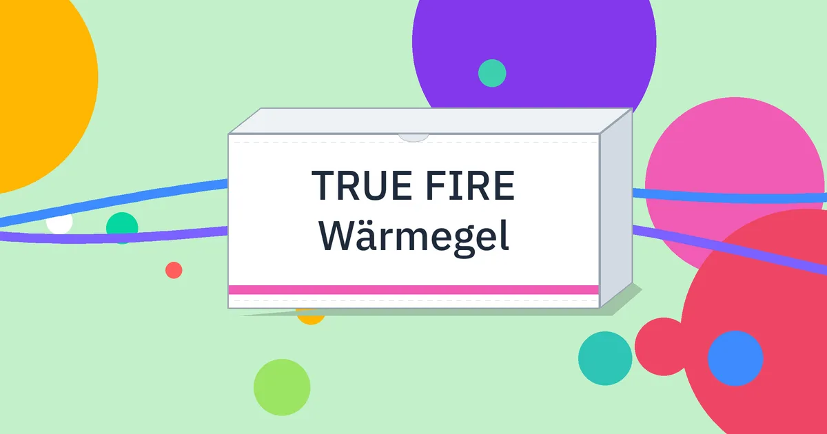 Symbolbild: Packung mit der Aufschrift TRUE FIRE Wärmegel (PZN 13578516) – Verfügbarkeit und Bezug in Apotheken in Frankfurt am Main