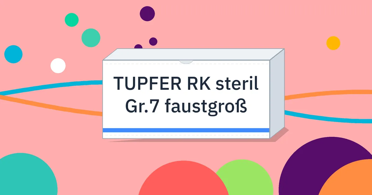 Symbolbild: Packung mit der Aufschrift TUPFER RK steril Gr.7 faustgroß (PZN 09214056) – Verfügbarkeit und Bezug in Apotheken in Frankfurt am Main