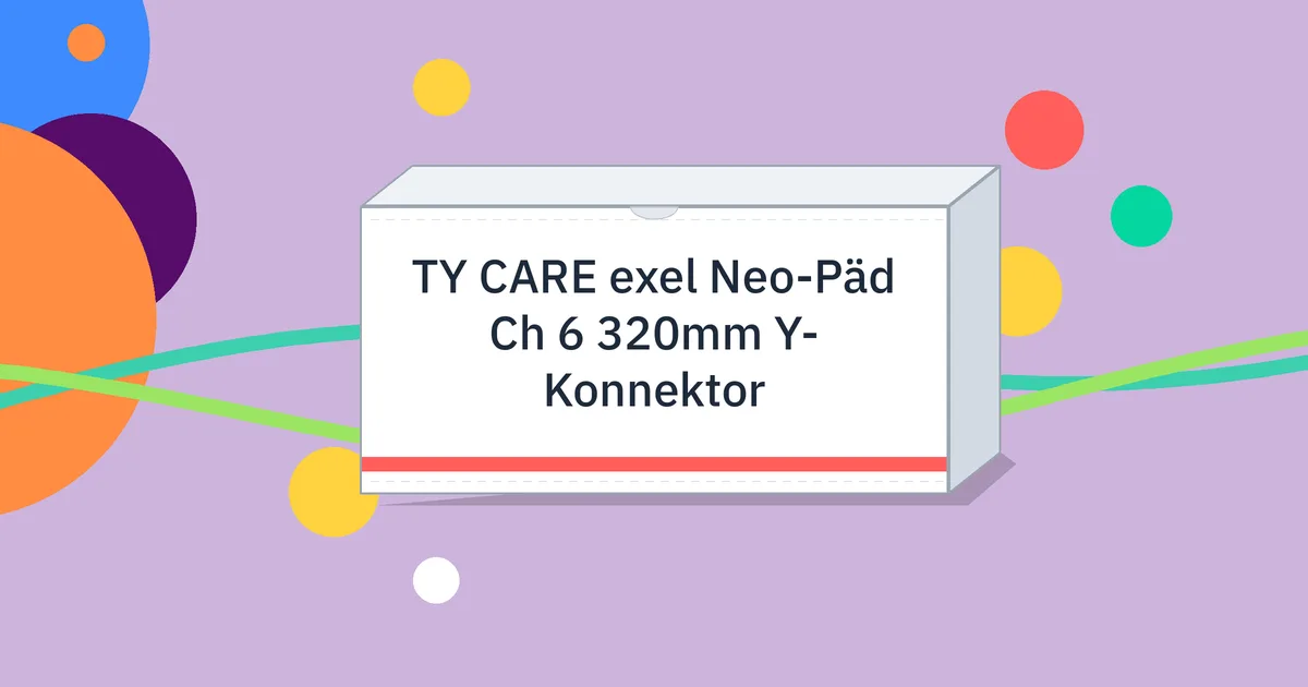 Symbolbild: Packung mit der Aufschrift TY CARE exel Neo-Päd Ch 6 320mm Y-Konnektor (PZN 05486208) – Verfügbarkeit und Bezug in Apotheken in Frankfurt am Main