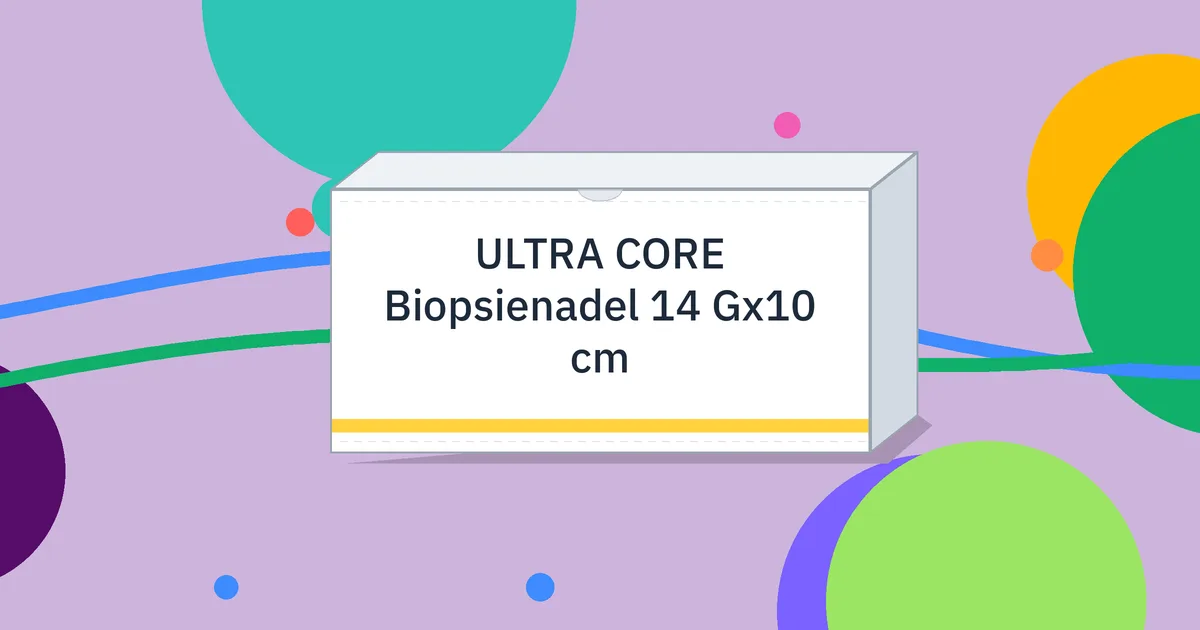 Symbolbild: Packung mit der Aufschrift ULTRA CORE Biopsienadel 14 Gx10 cm (PZN 06767866) – Verfügbarkeit und Bezug in Apotheken in Frankfurt am Main