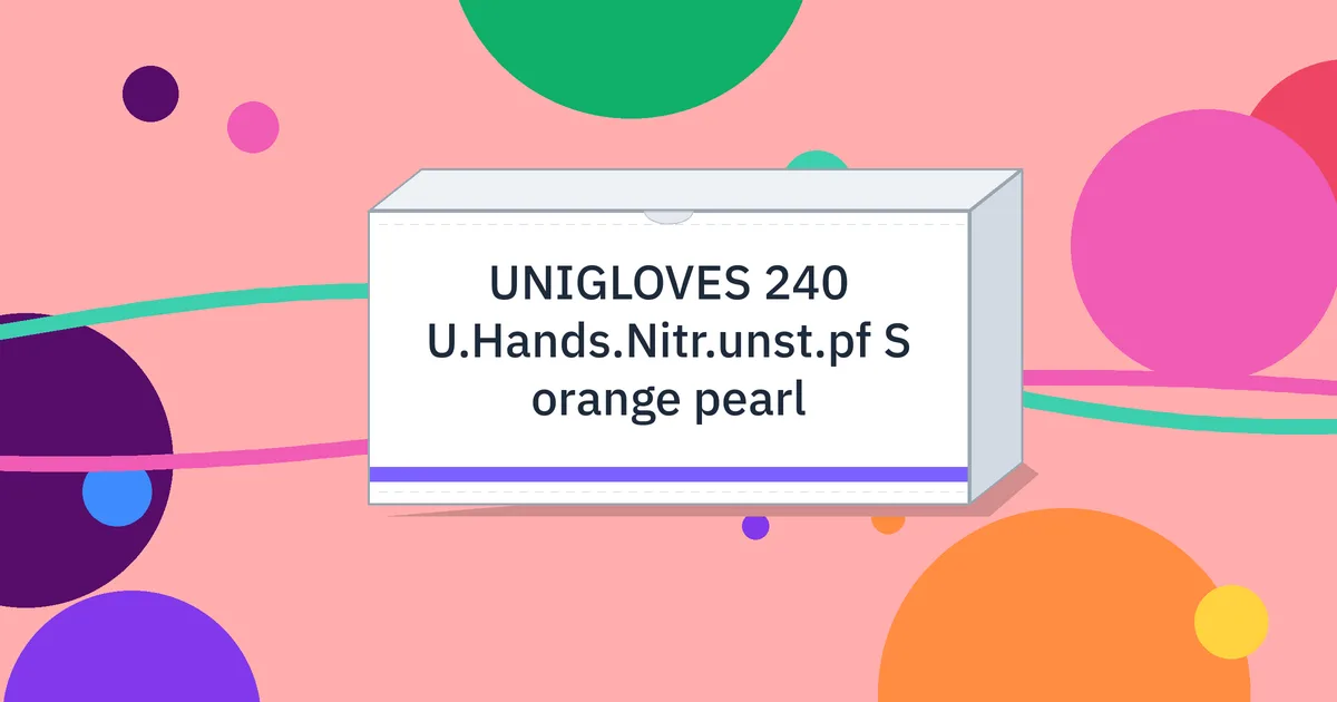 Symbolbild: Packung mit der Aufschrift UNIGLOVES 240 U.Hands.Nitr.unst.pf S orange pearl (PZN 18101687) – Verfügbarkeit und Bezug in Apotheken in Frankfurt am Main