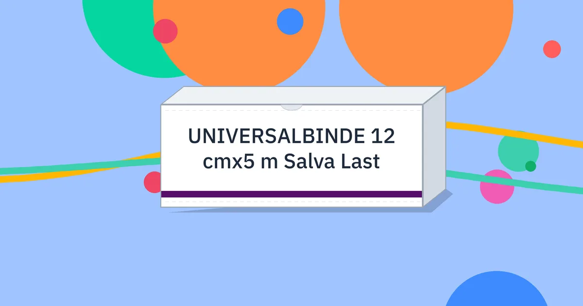 Symbolbild: Packung mit der Aufschrift UNIVERSALBINDE 12 cmx5 m Salva Last (PZN 10350988) – Verfügbarkeit und Bezug in Apotheken in Frankfurt am Main