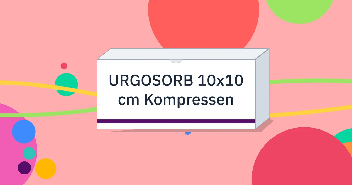 Symbolbild: Packung mit der Aufschrift URGOSORB 10x10 cm Kompressen (PZN 01018427) – Verfügbarkeit und Bezug in Apotheken in Frankfurt am Main